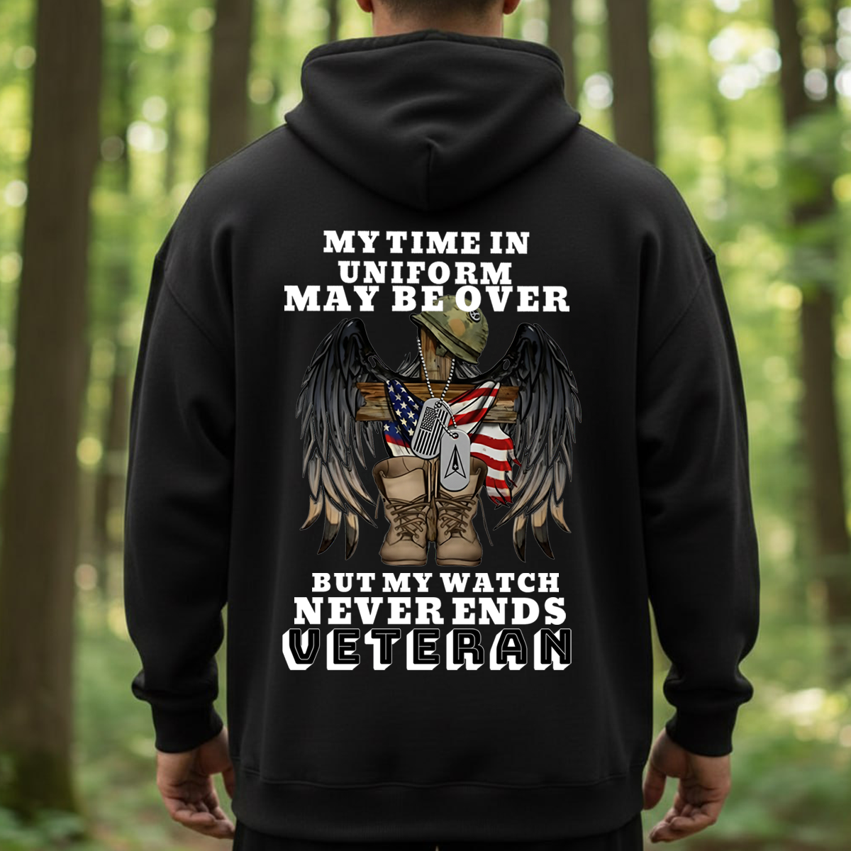Veteran T-Shirt – My Time in Uniform May Be Over But My Watch Never En ...