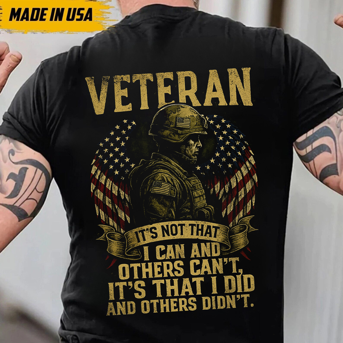 Veteran T-Shirt – Proud Military Service – Bold Patriotic American Fla ...